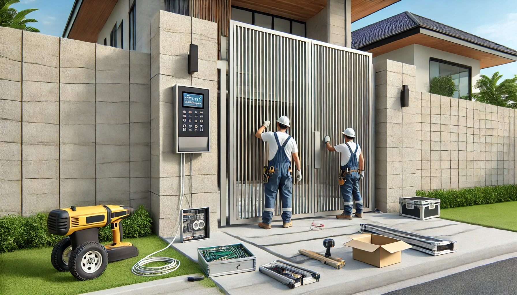 Installing Front Wall Perimeter with Electric Gate: 2024